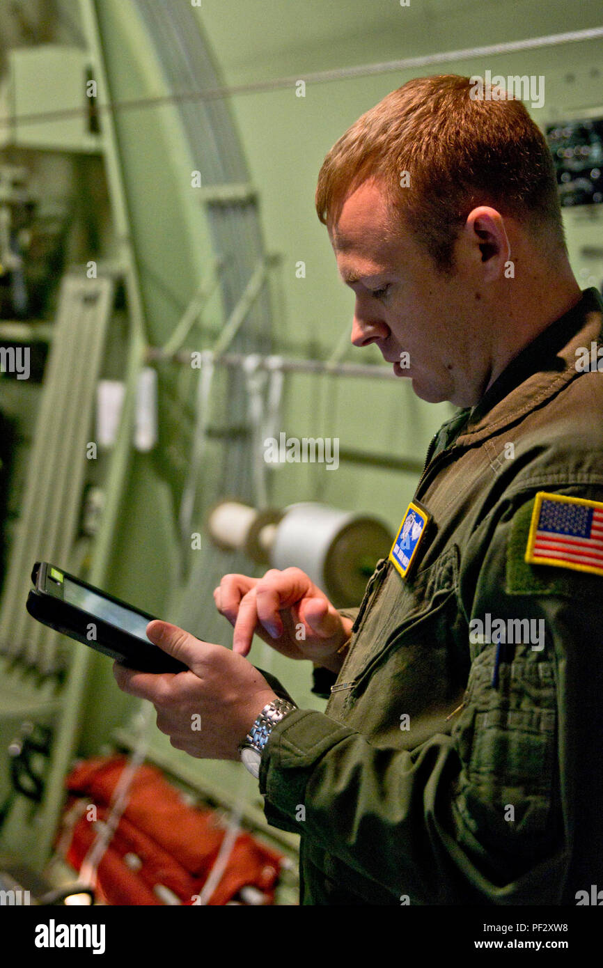 U.S. Air Force Reserve Master Sgt. Joshua Hames, a loadmaster assigned ...