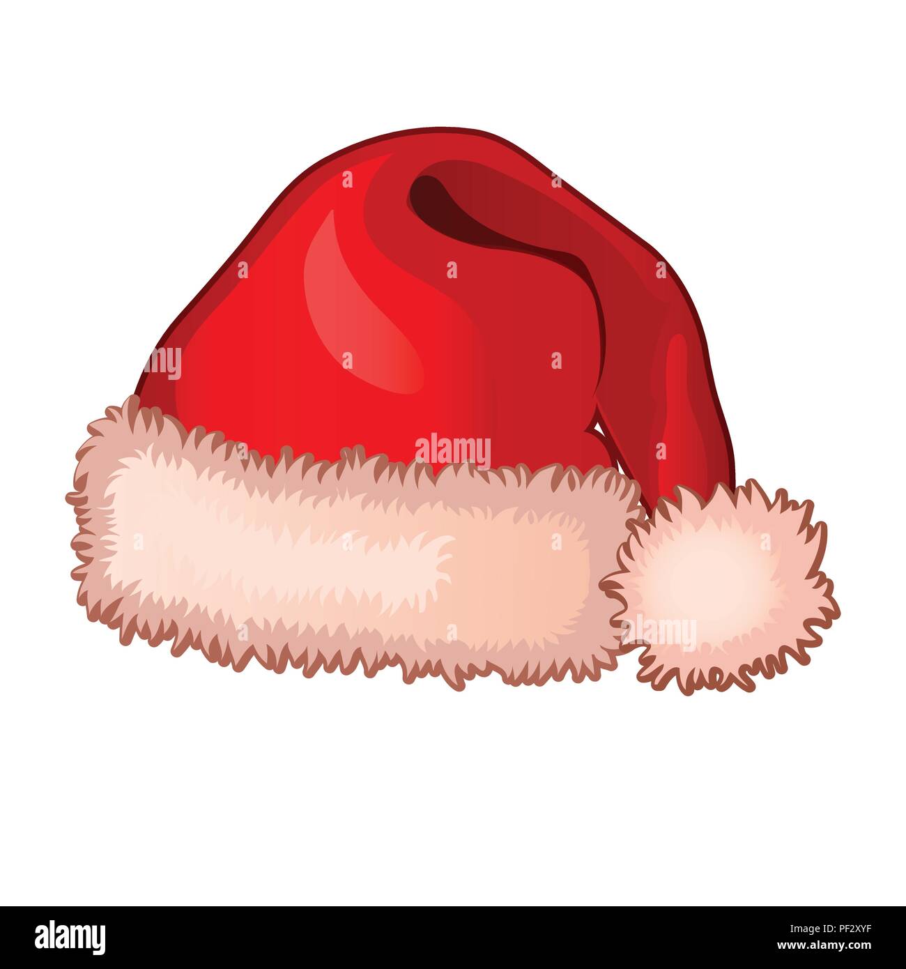 Single cap of Santa Claus with fluffy pompom isolated on white ...