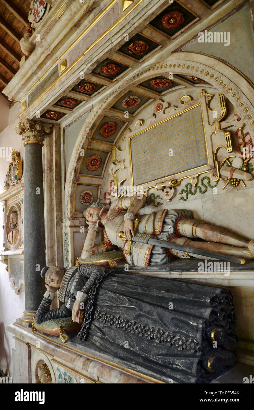 Tomb of Sir George St Paul (St Pol) and his wife in Snarford Church ...