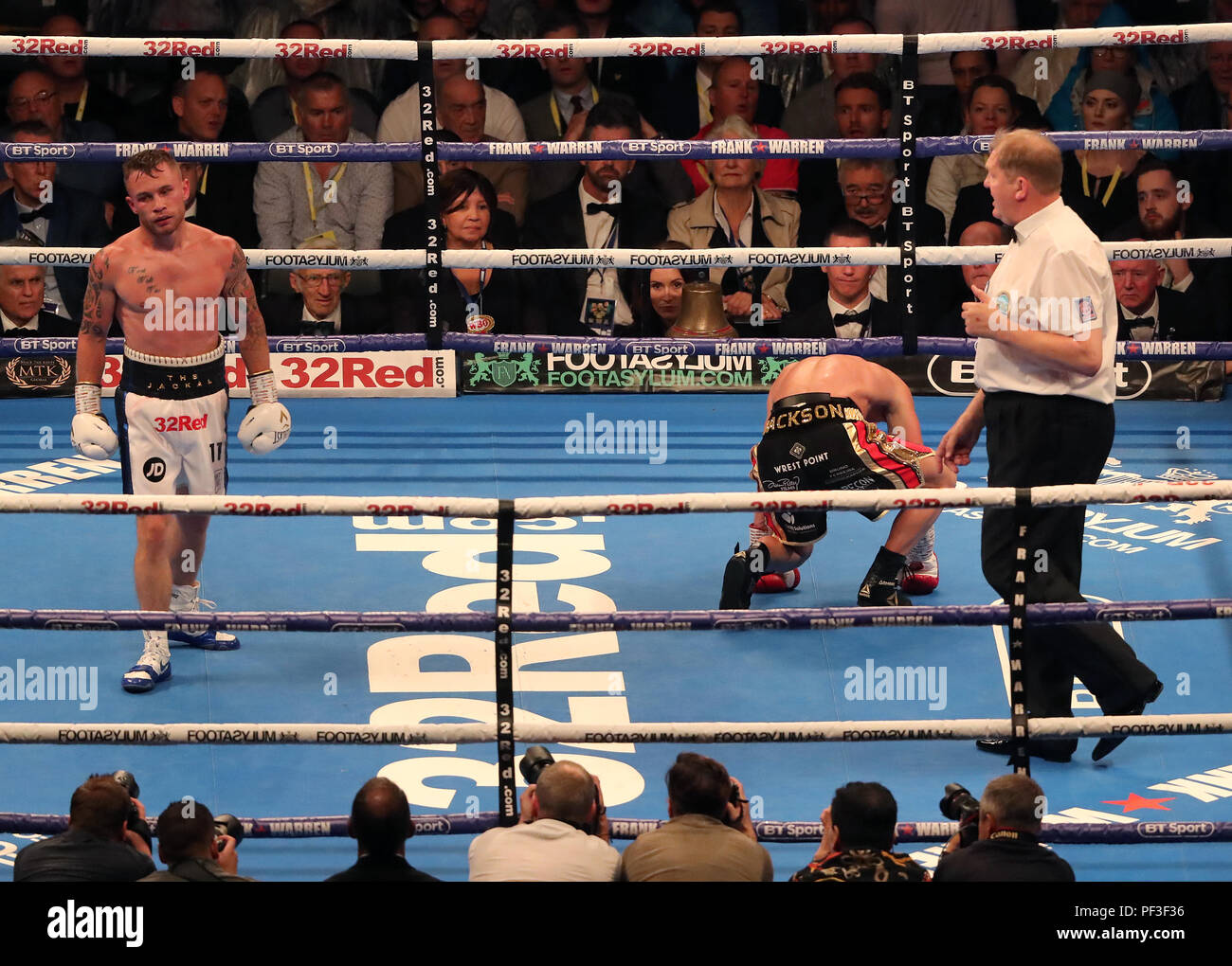 Luke Jackson receives a count after being knocked down by Carl Frampton ...