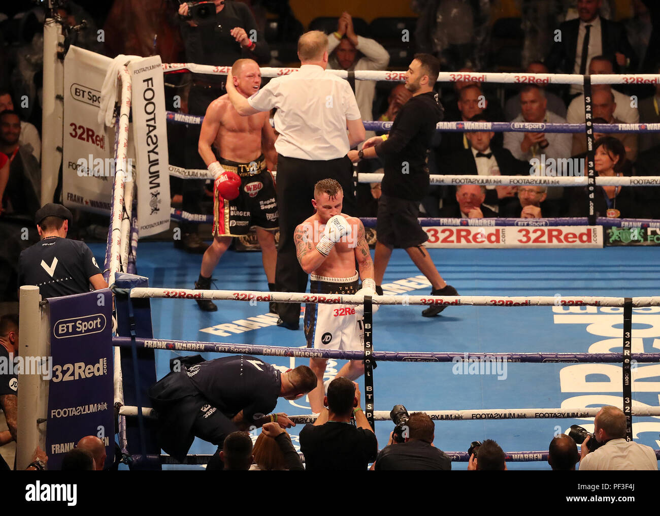 The referee stops the fight as Carl Frampton defeats Luke Jackson after ...
