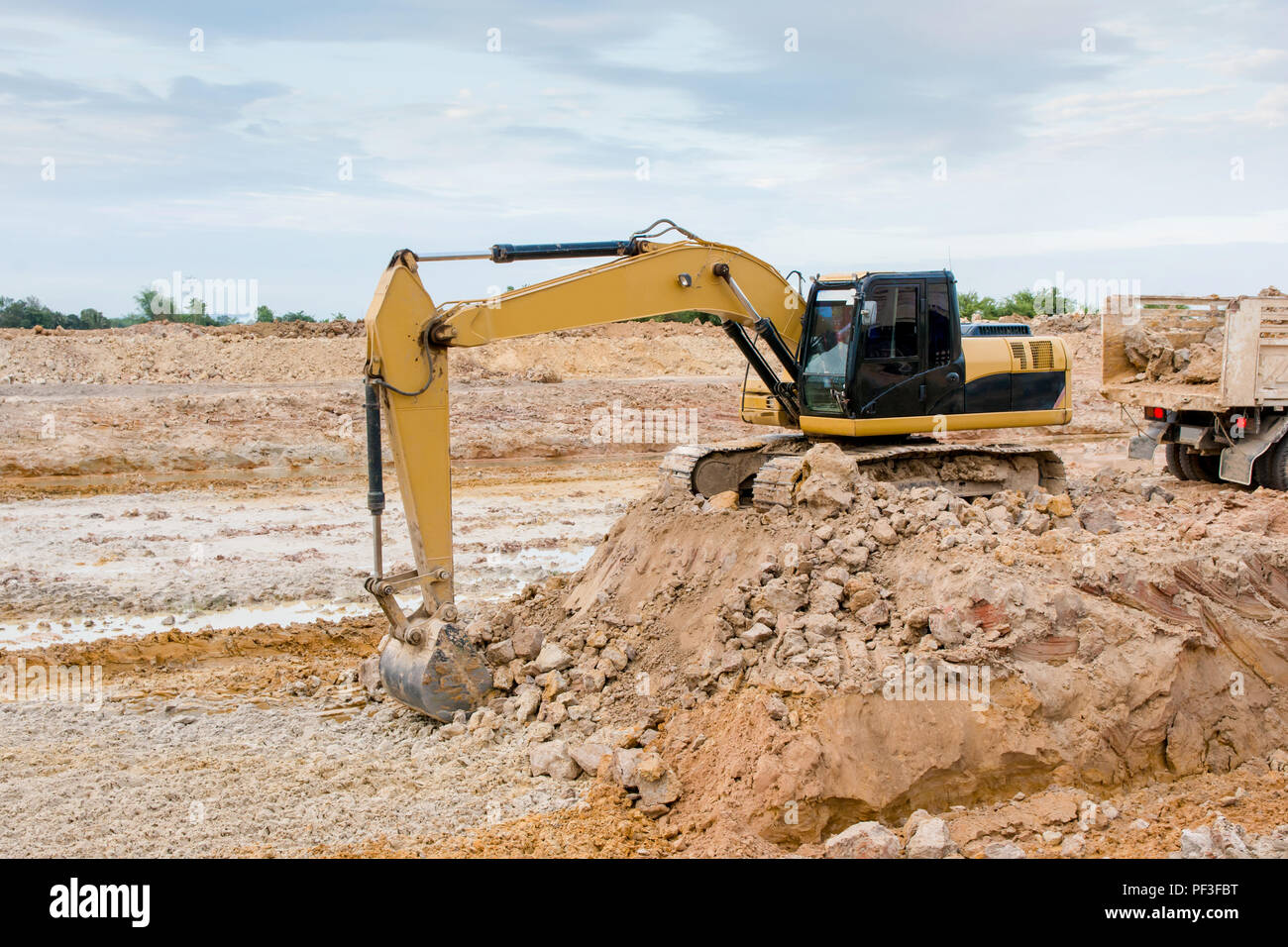 Excavator with construction work hi-res stock photography and images ...