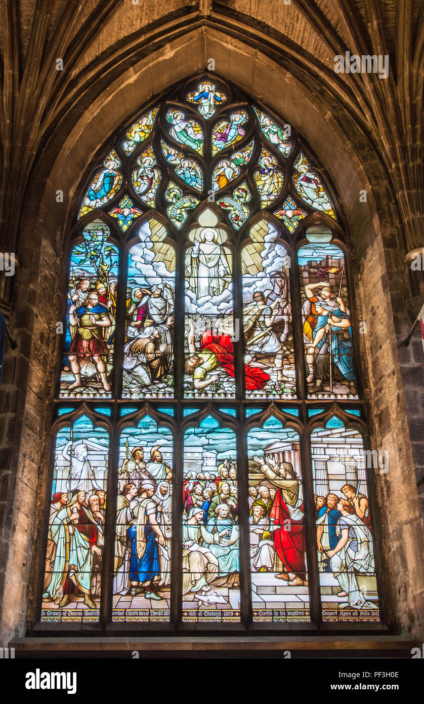 Edinburgh, Scotland, UK - June 13, 2012; St Giles Cathedral. Stained ...