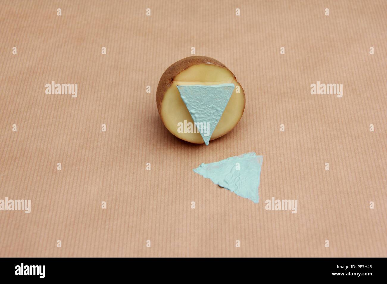DIY potato cut out stamps craft Stock Photo - Alamy