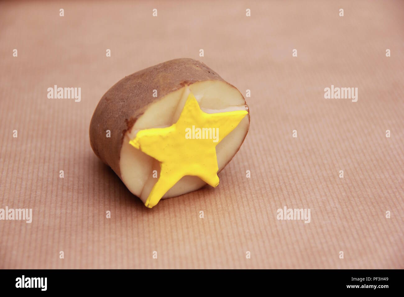 DIY potato cut out stamps craft Stock Photo - Alamy