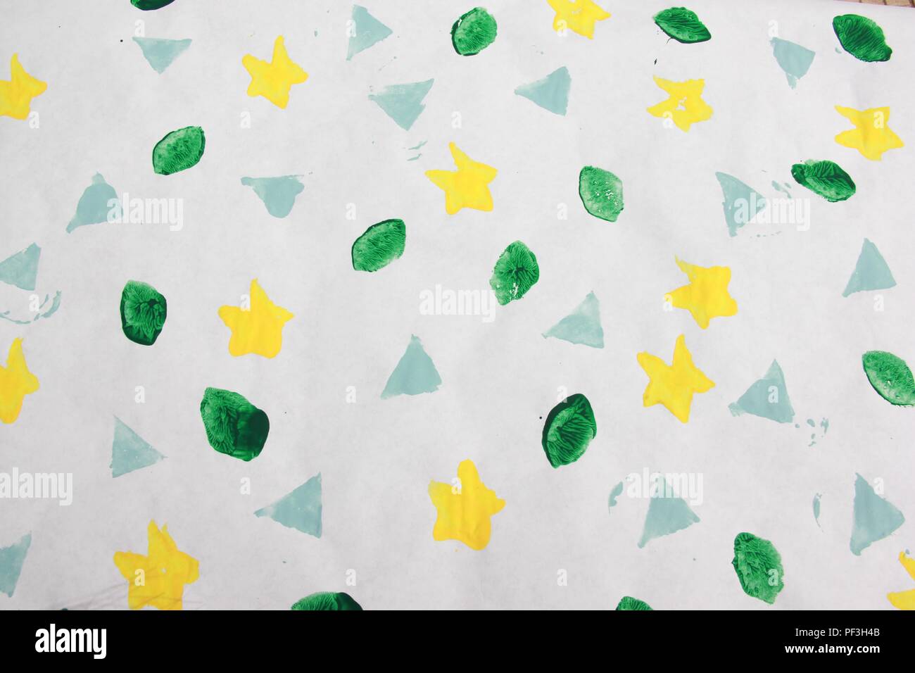 DIY potato cut out stamps craft paper Stock Photo - Alamy