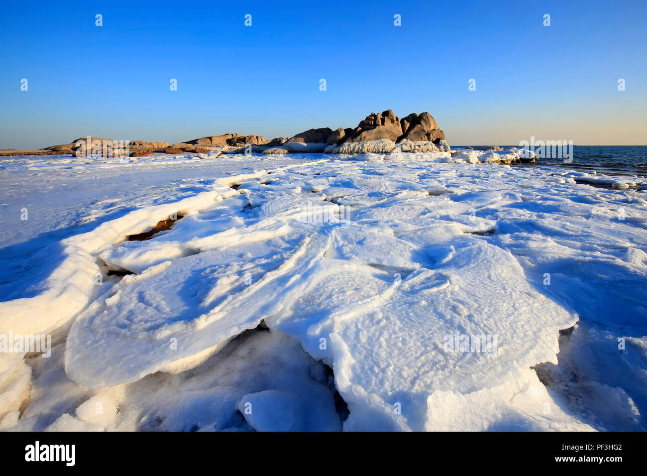 Ice and snow are on the beach Stock Photo - Alamy
