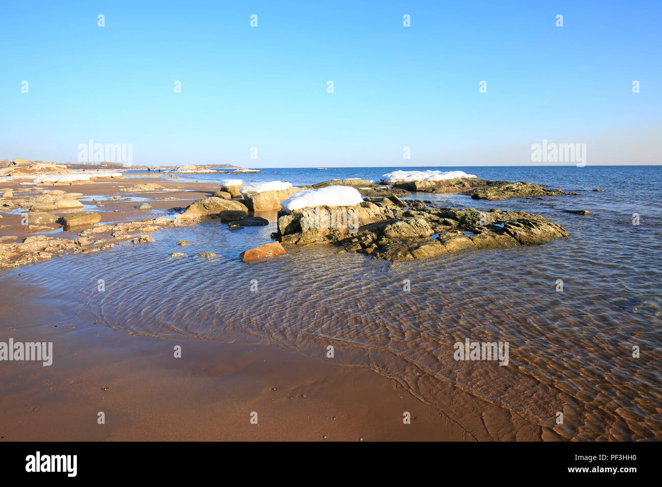 The seaside scenery is in winter Stock Photo - Alamy