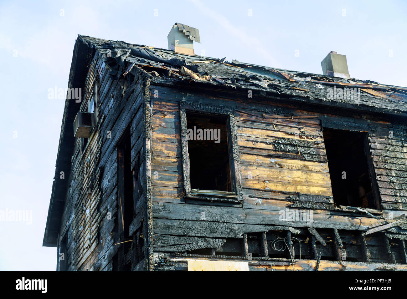 Abandoned building after fire house completely consumed by fire is ...
