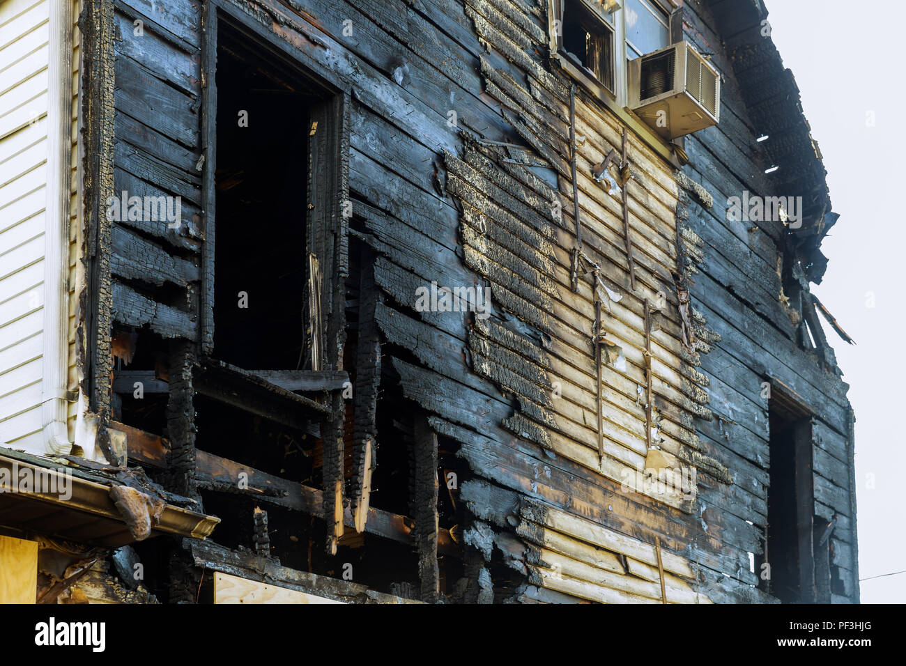Abandoned building after fire house completely consumed by fire is ...