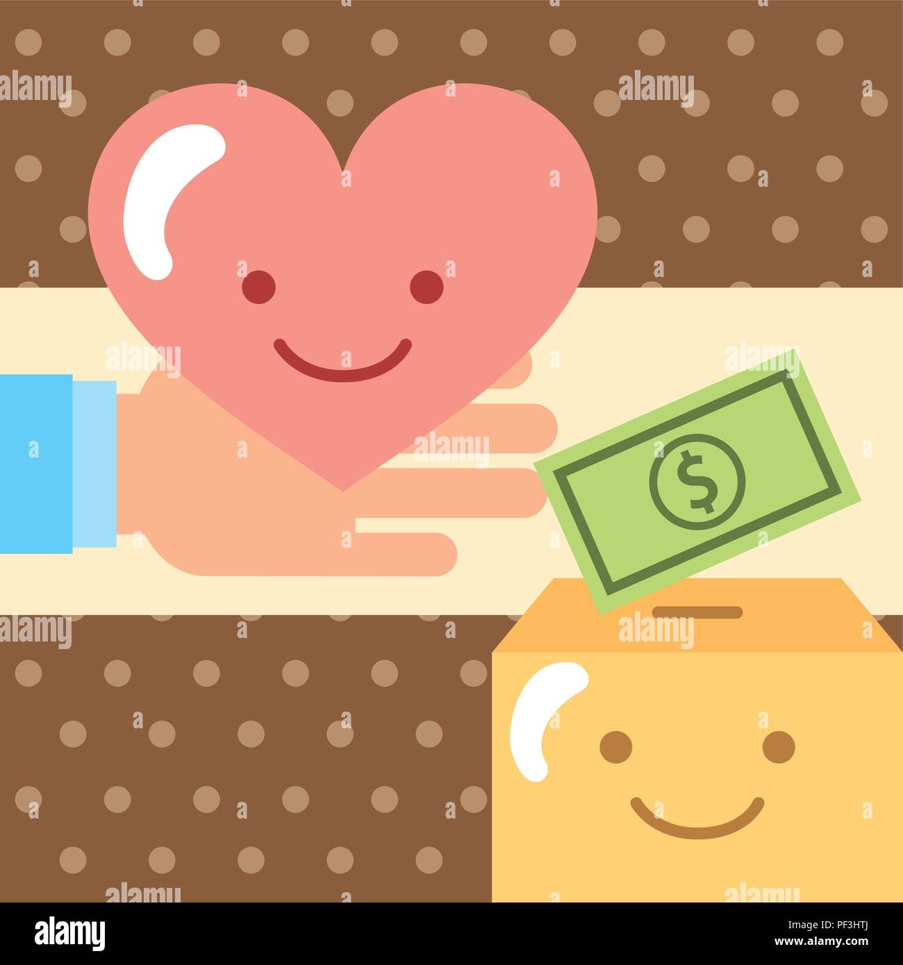 hand with love pouring money into the donate charity box Stock Vector ...