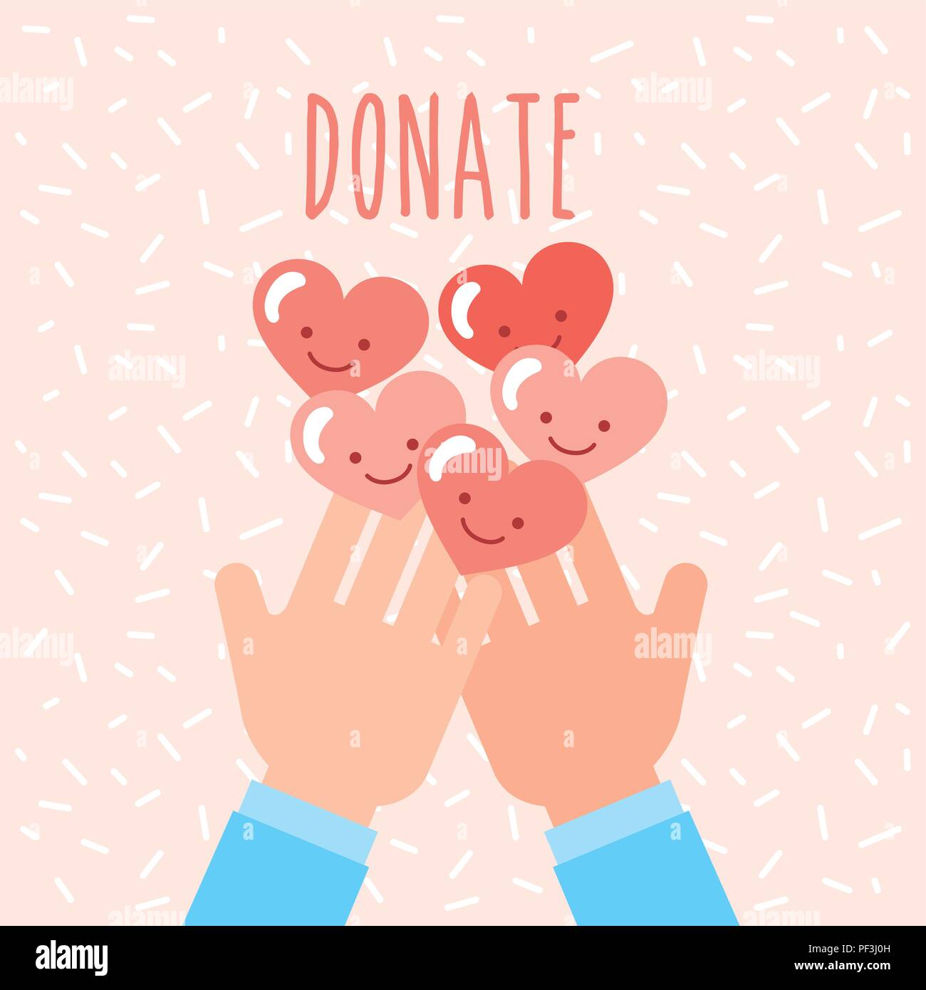 hands with kawaii hearts love donate charity Stock Vector Image & Art ...