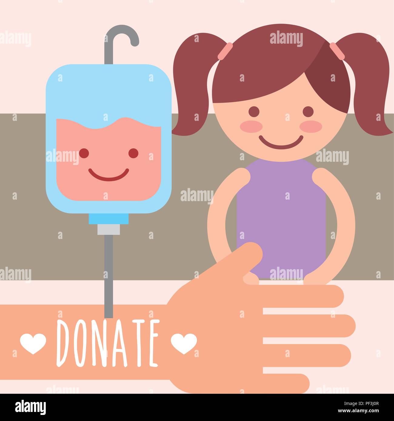 cute girl kawaii blood bag donation campaign Stock Vector Image & Art ...