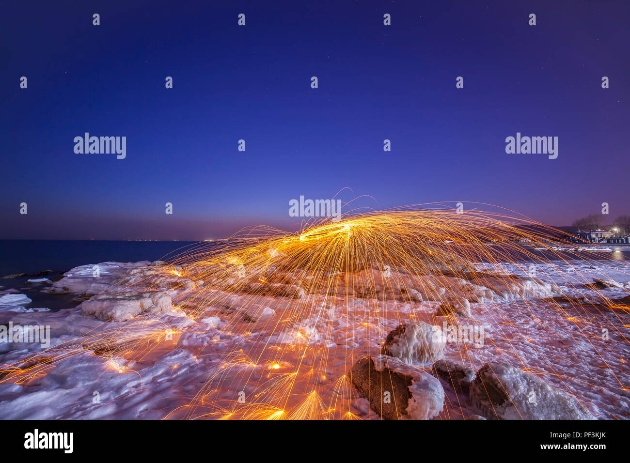 The evening scenery of the sea Stock Photo - Alamy