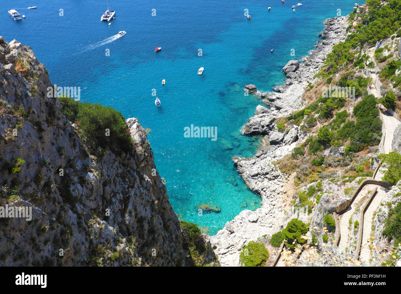 View of Via Krupp from Gardens of Augustus descending to Marina Piccola ...