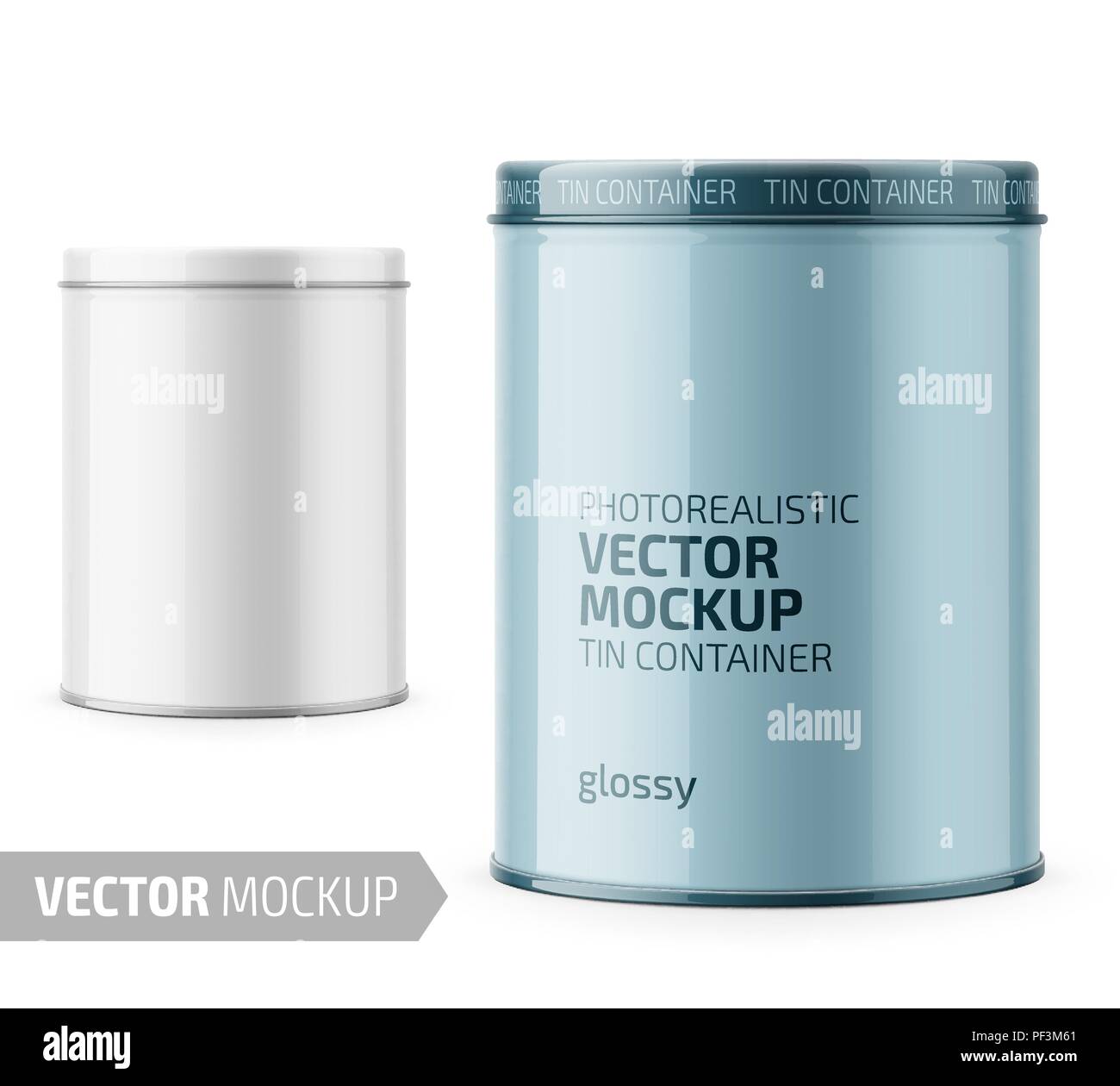 Round glossy tin can template with sample design Stock Vector Image ...