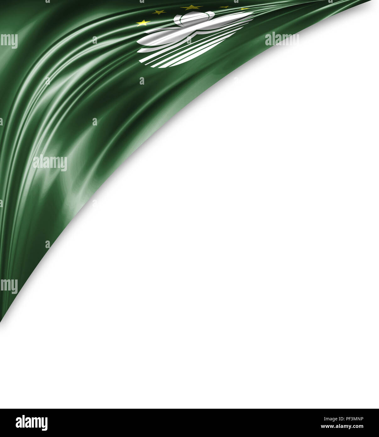 Macau flag of silk with copyspace for your text or images and white ...