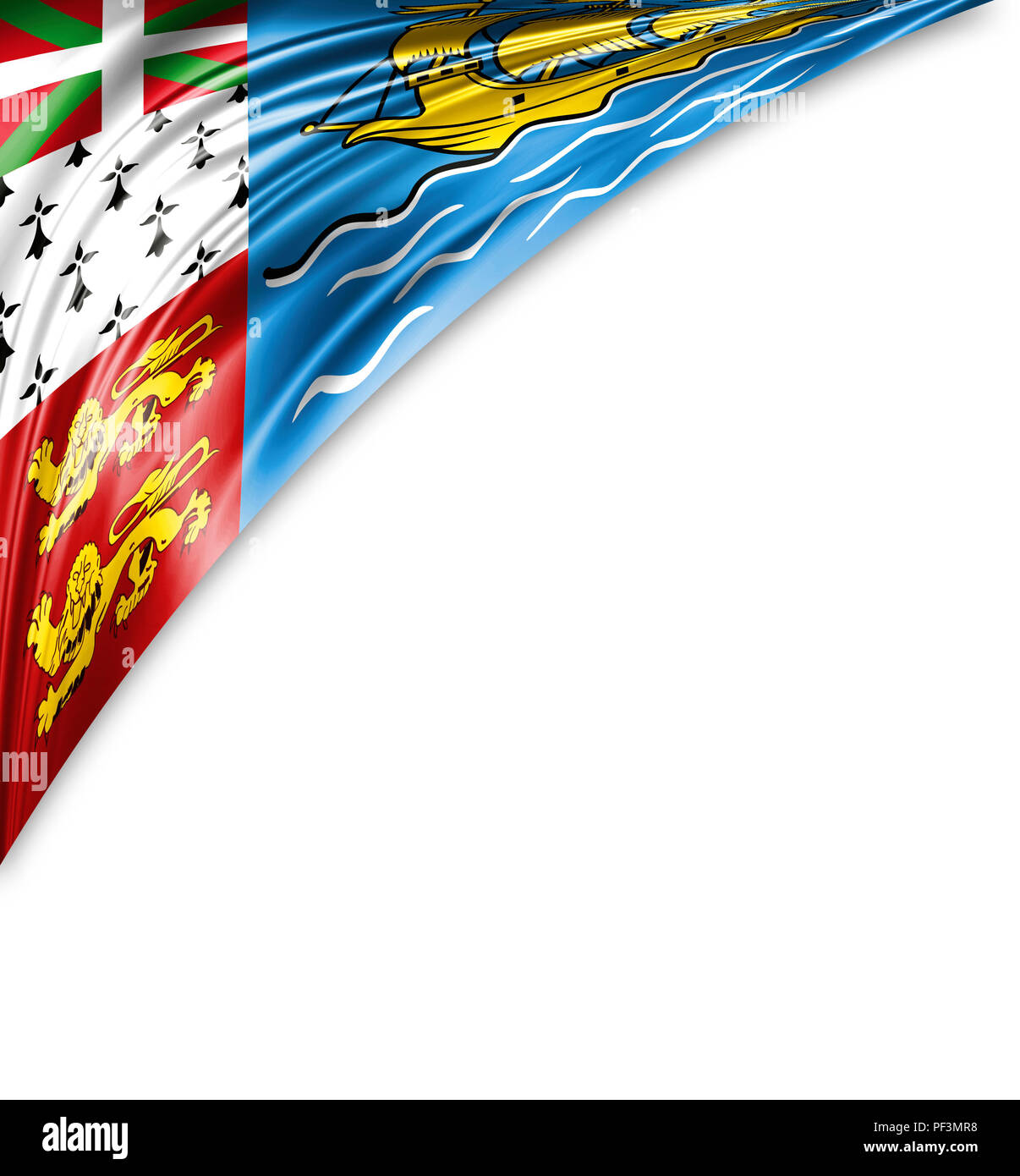 Saint Pierre and Miquelon flag of silk with copyspace for your text or ...