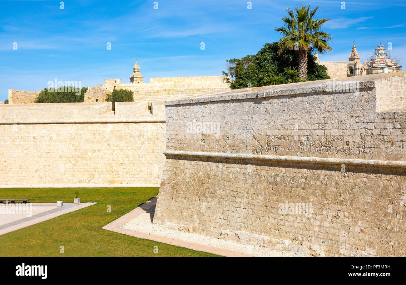 Malta, Mdina, the fortified medieval walls of the town Stock Photo - Alamy