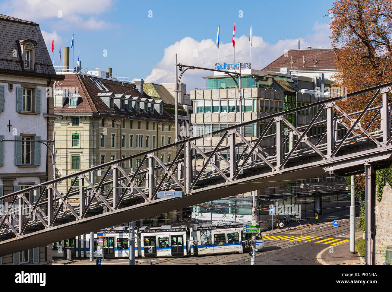 Zurich, Switzerland - September 25, 2017: the Polybahn funicular ...
