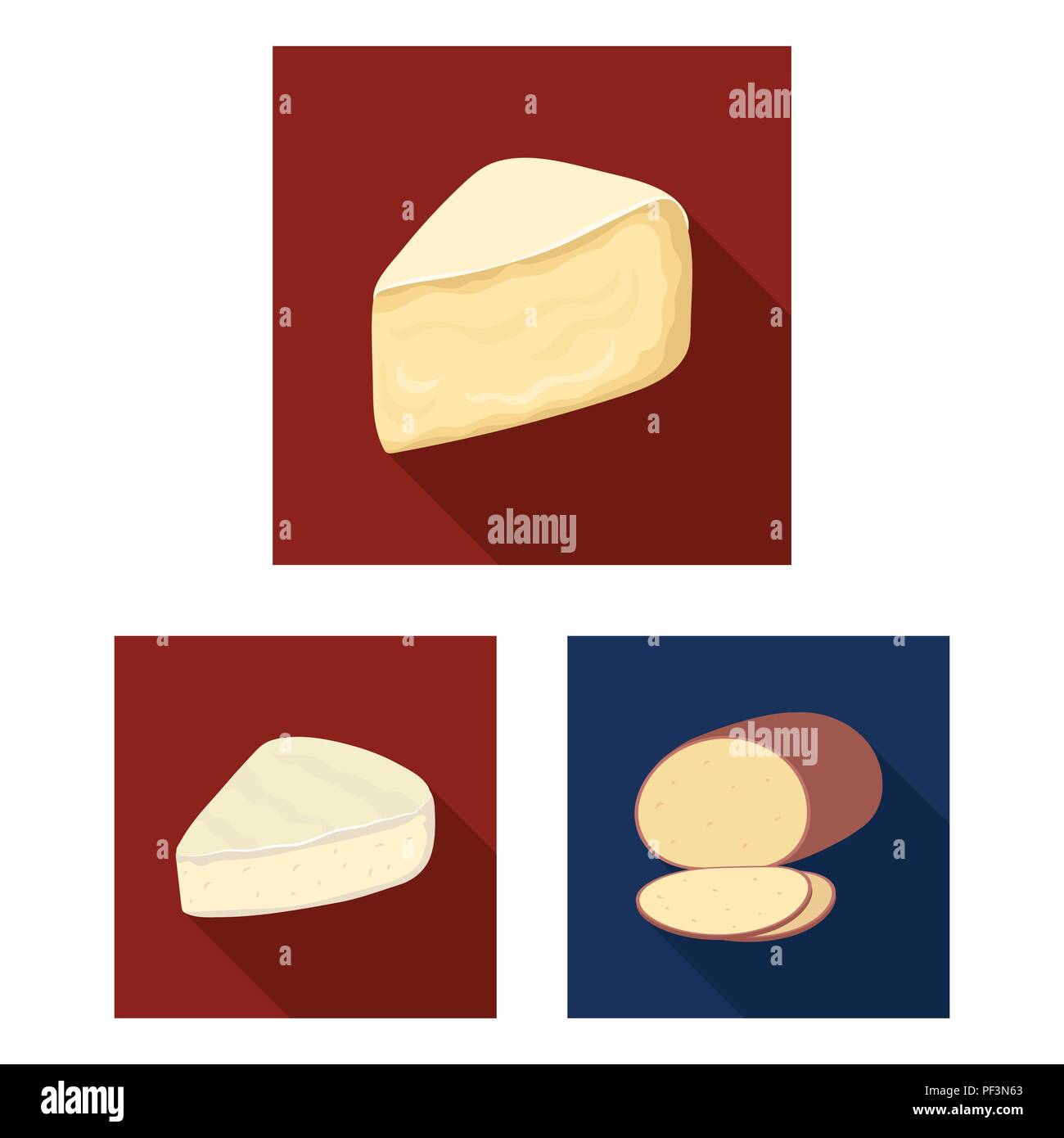 Different kind of cheese flat icons in set collection for design.Milk ...