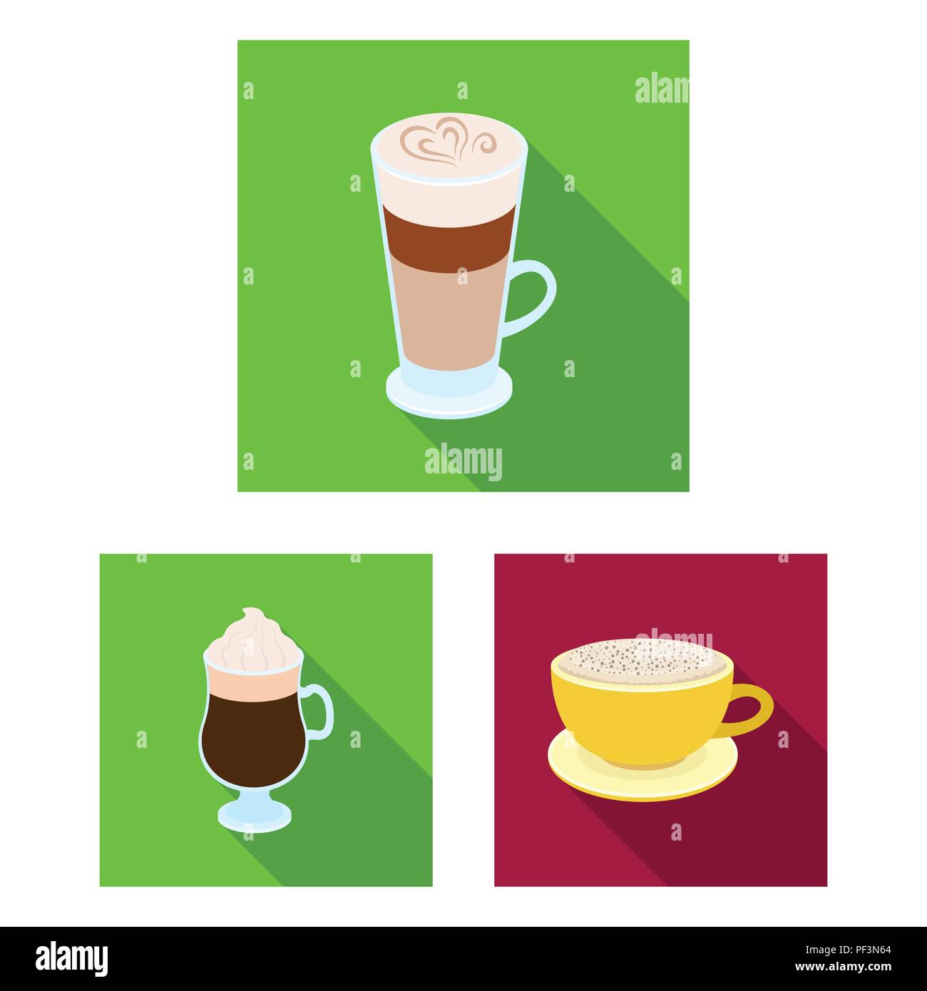 Different kinds of coffee flat icons in set collection for design ...