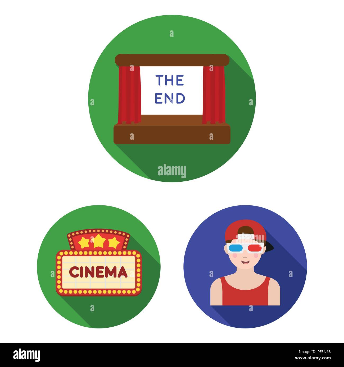 Films and cinema flat icons in set collection for design.Movies and ...
