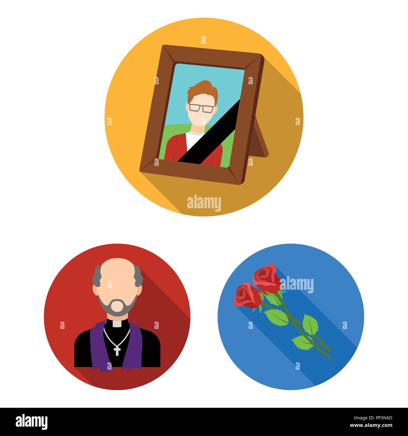 Funeral ceremony flat icons in set collection for design. Funerals and ...