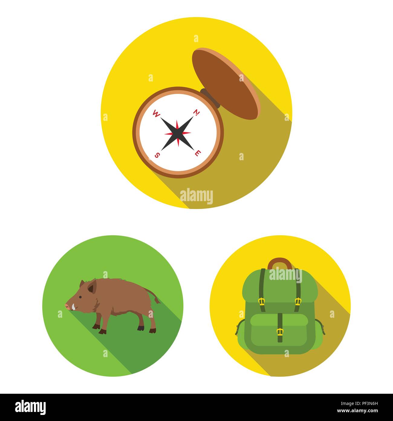 Hunting and trophy flat icons in set collection for design. Hunting and ...