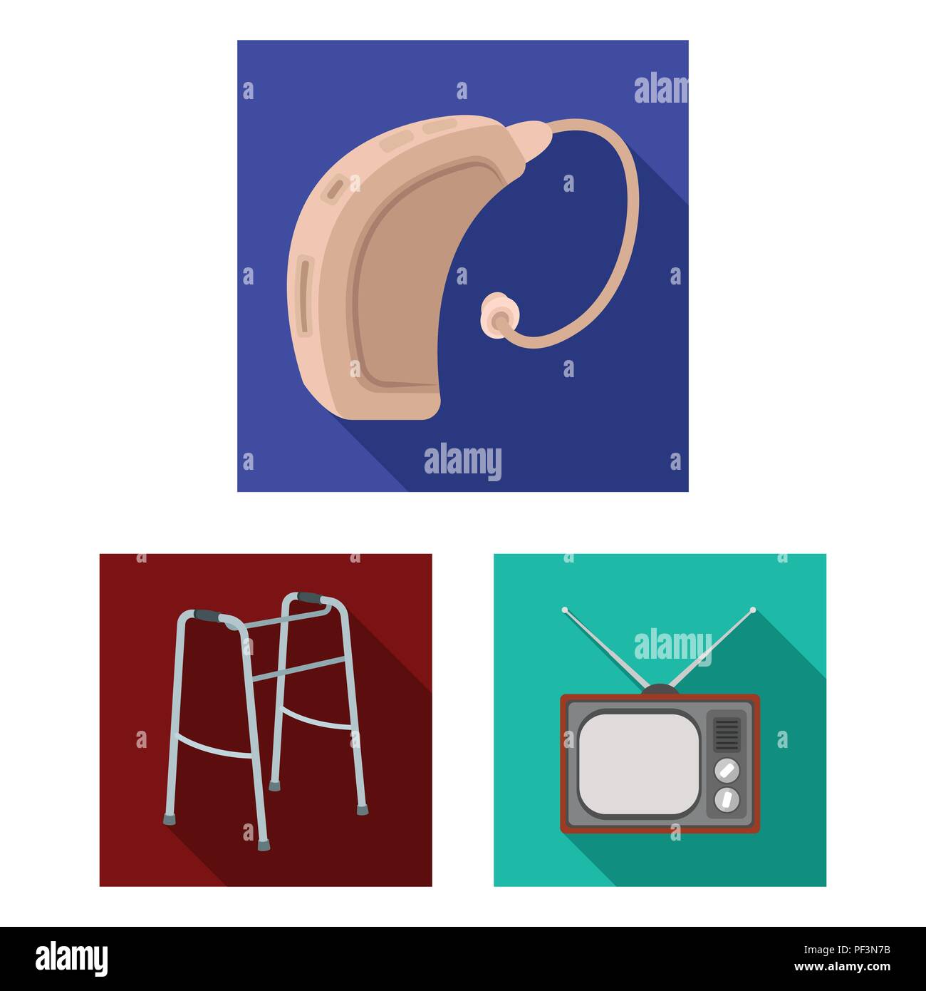 Human old age flat icons in set collection for design. Pensioner ...