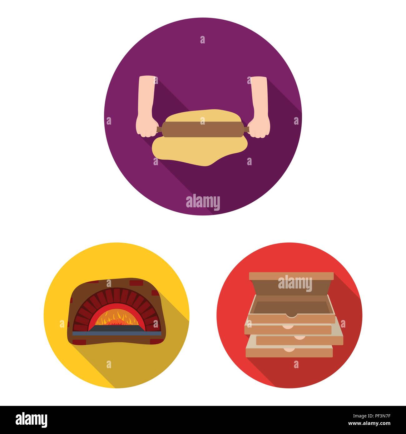 Pizza and pizzeria flat icons in set collection for design. Staff and ...