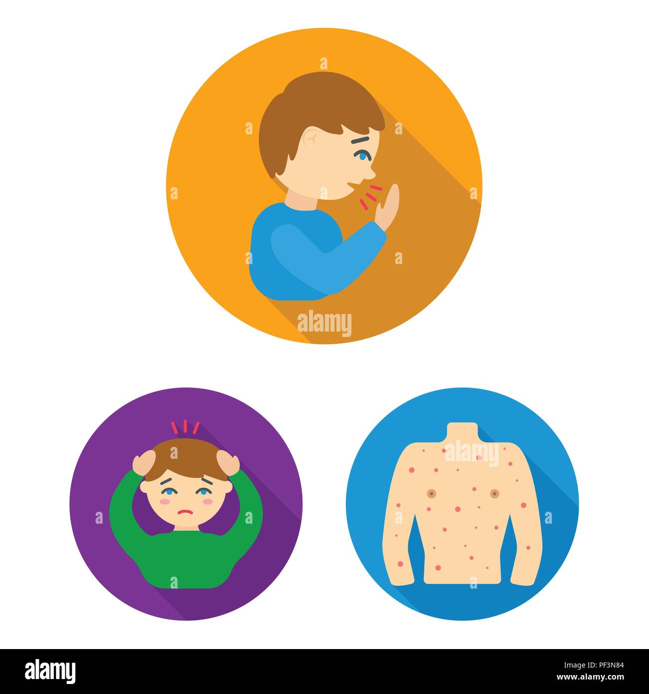 The sick man flat icons in set collection for design.Illness and ...