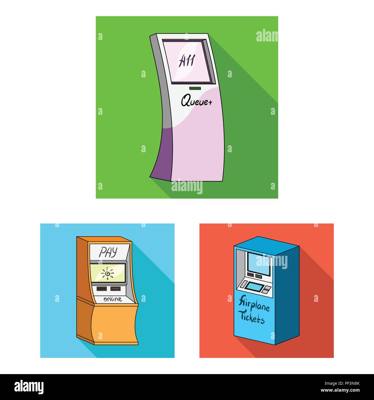 Variety of terminals flat icons in set collection for design. ATM and ...