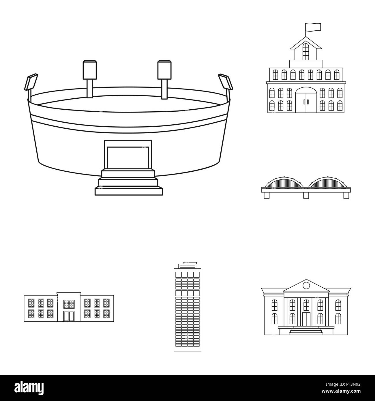 Building And Architecture Outline Icons In Set Collection For Design
