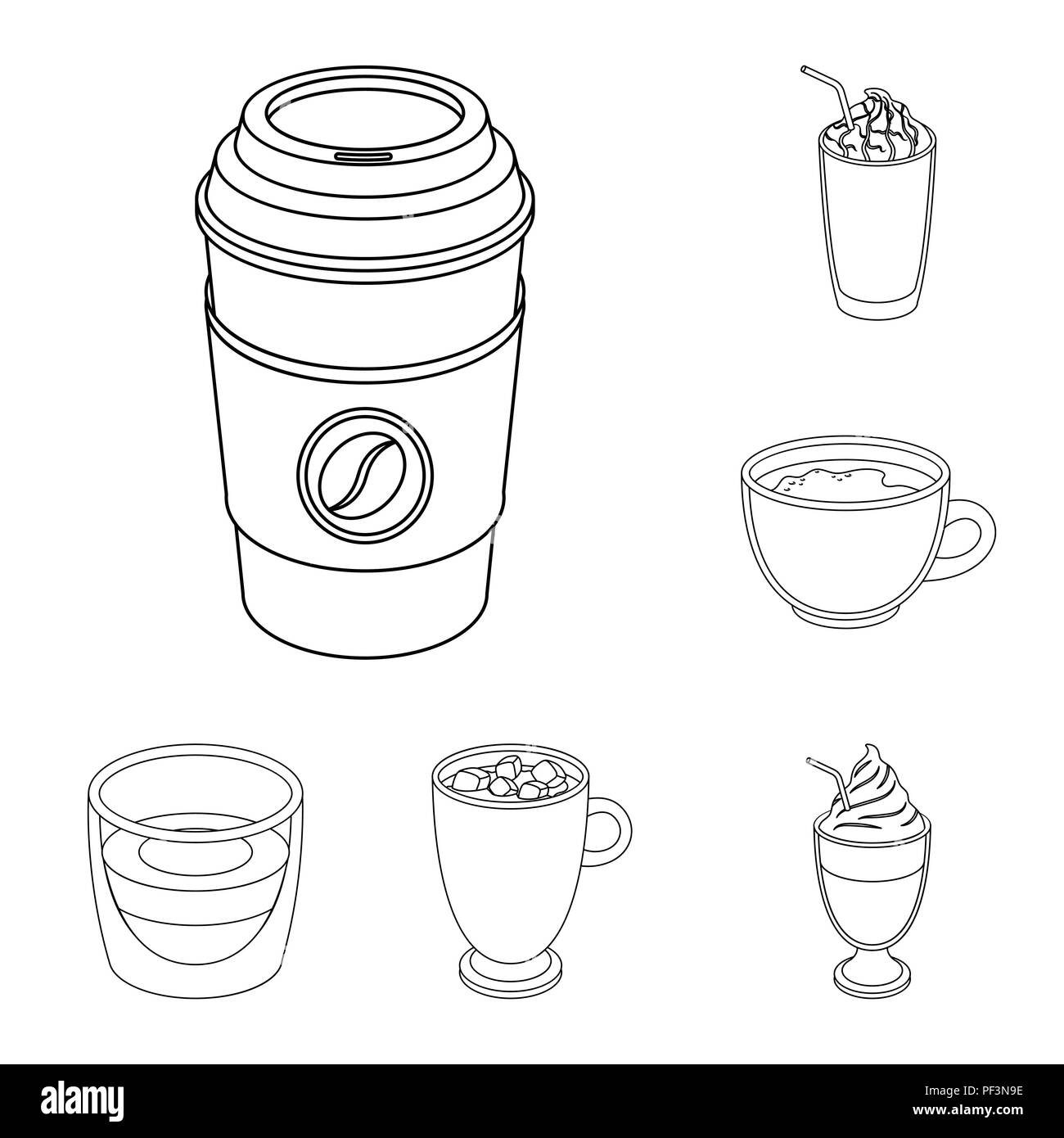 Different kinds of coffee outline icons in set collection for design ...