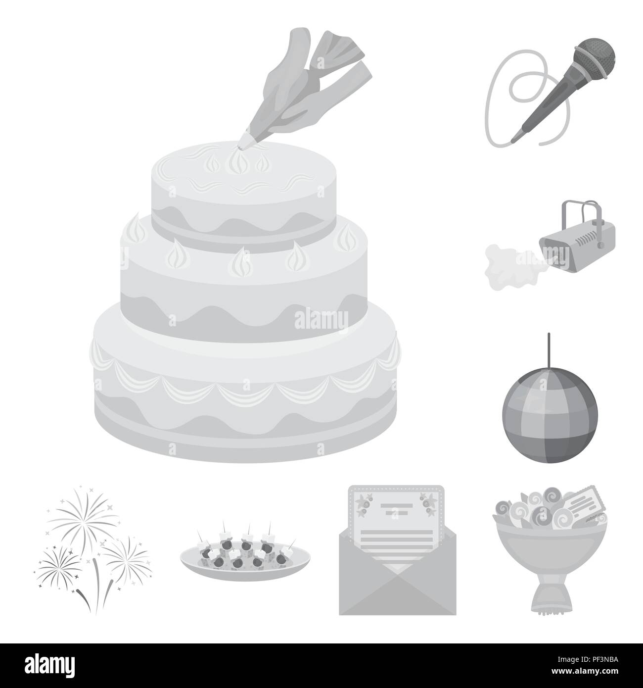 Event Organisation monochrome icons in set collection for design ...