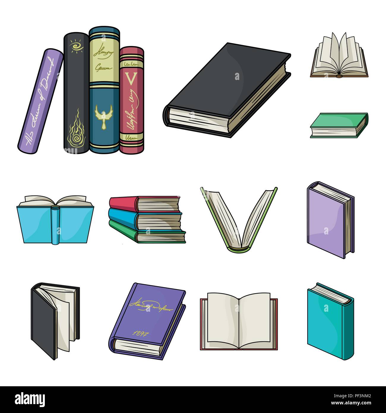 Book in the binding cartoon icons in set collection for design. Printed ...