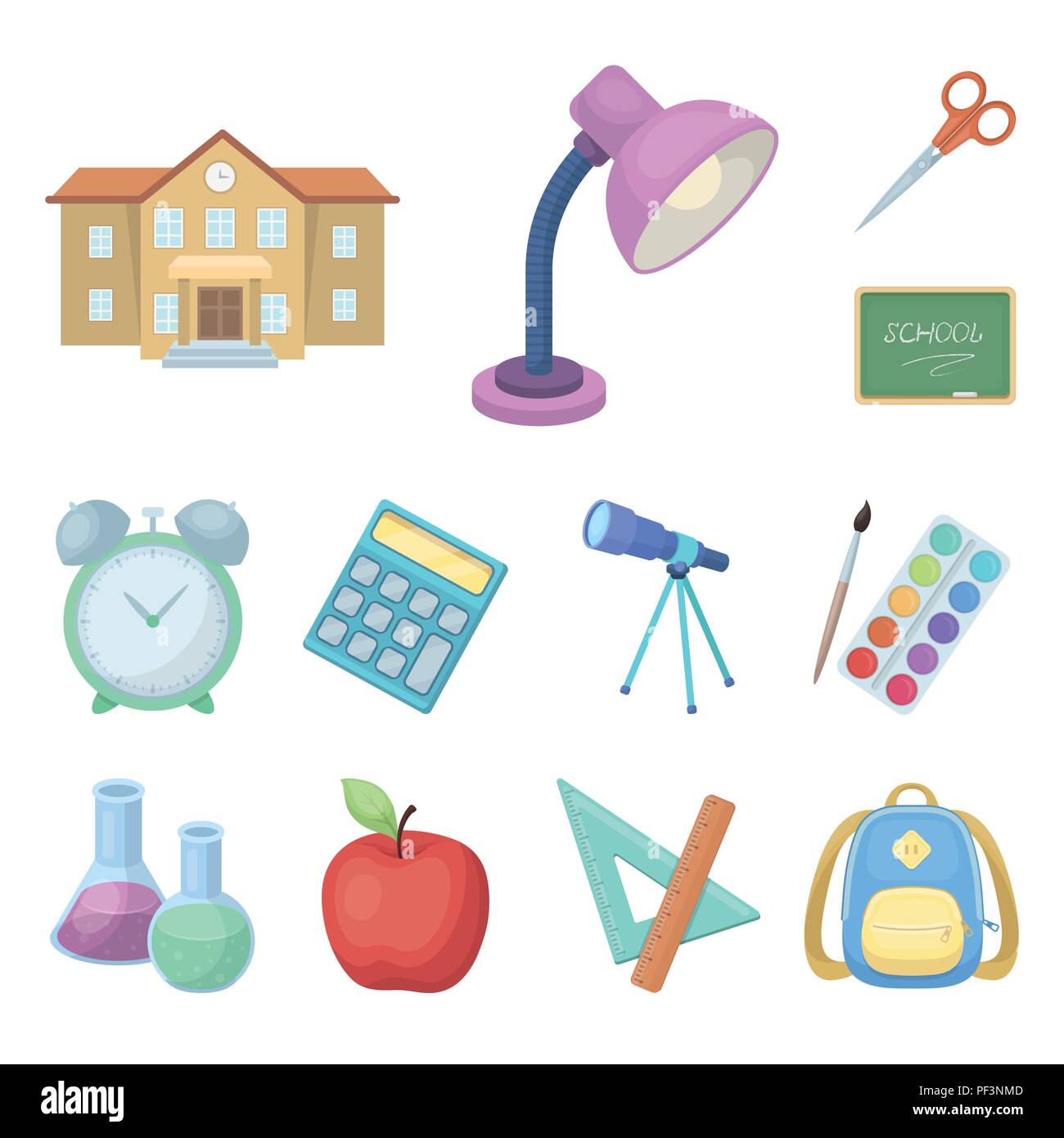 School and education cartoon icons in set collection for design.College ...