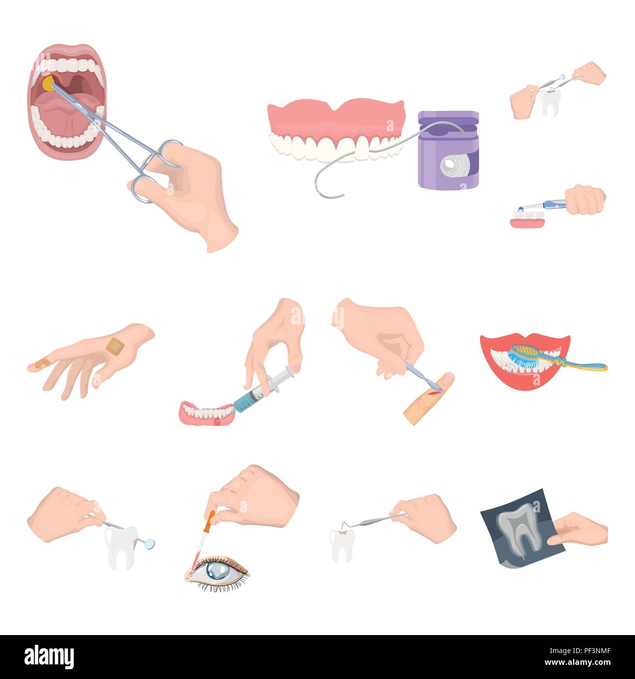 Manipulation by hands cartoon icons in set collection for design. Hand ...