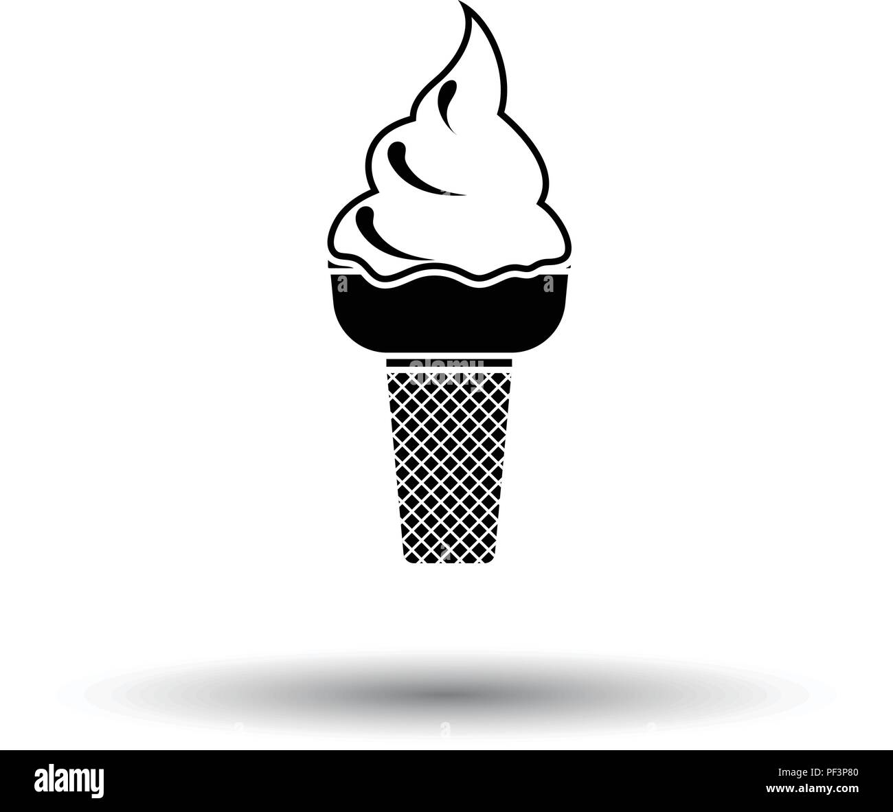 Ice cream icon. White background with shadow design. Vector ...