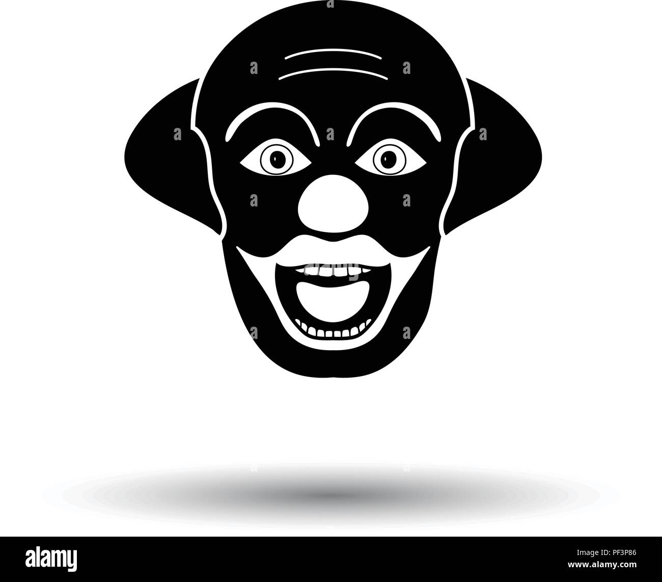 Party clown face icon. White background with shadow design. Vector ...