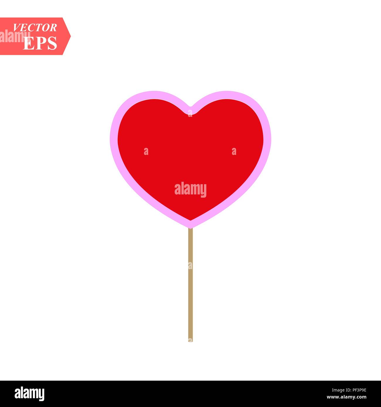 Funny pink hearts growing on long stems. Vector illustration eps10 ...