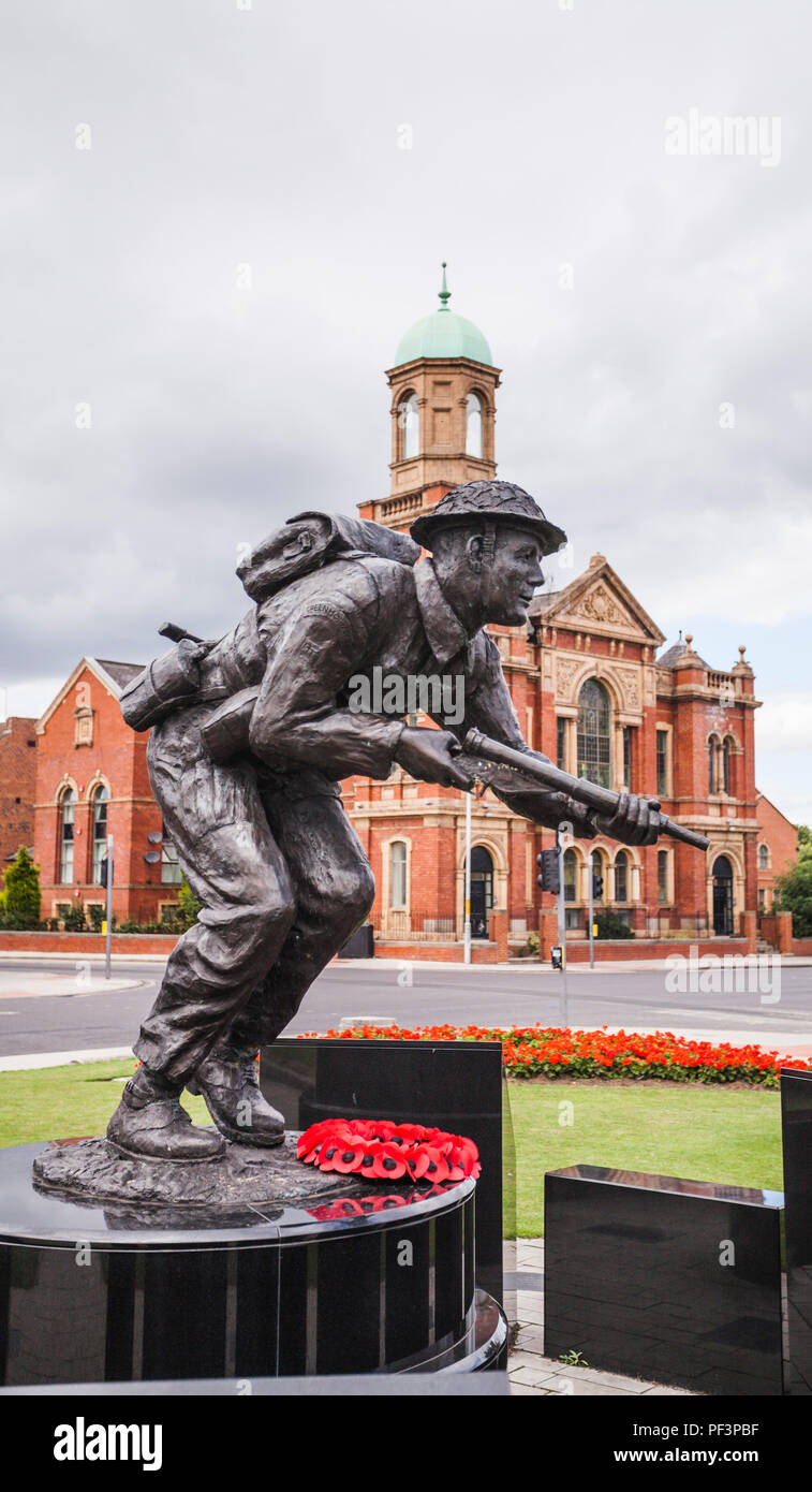 Statue of Stanley Elton Hollis,in Middlesbrough,England,UK.He won the ...