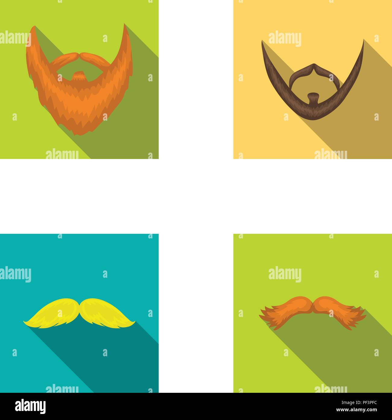 Man's beard and mustache. Beard set collection icons in flat style ...
