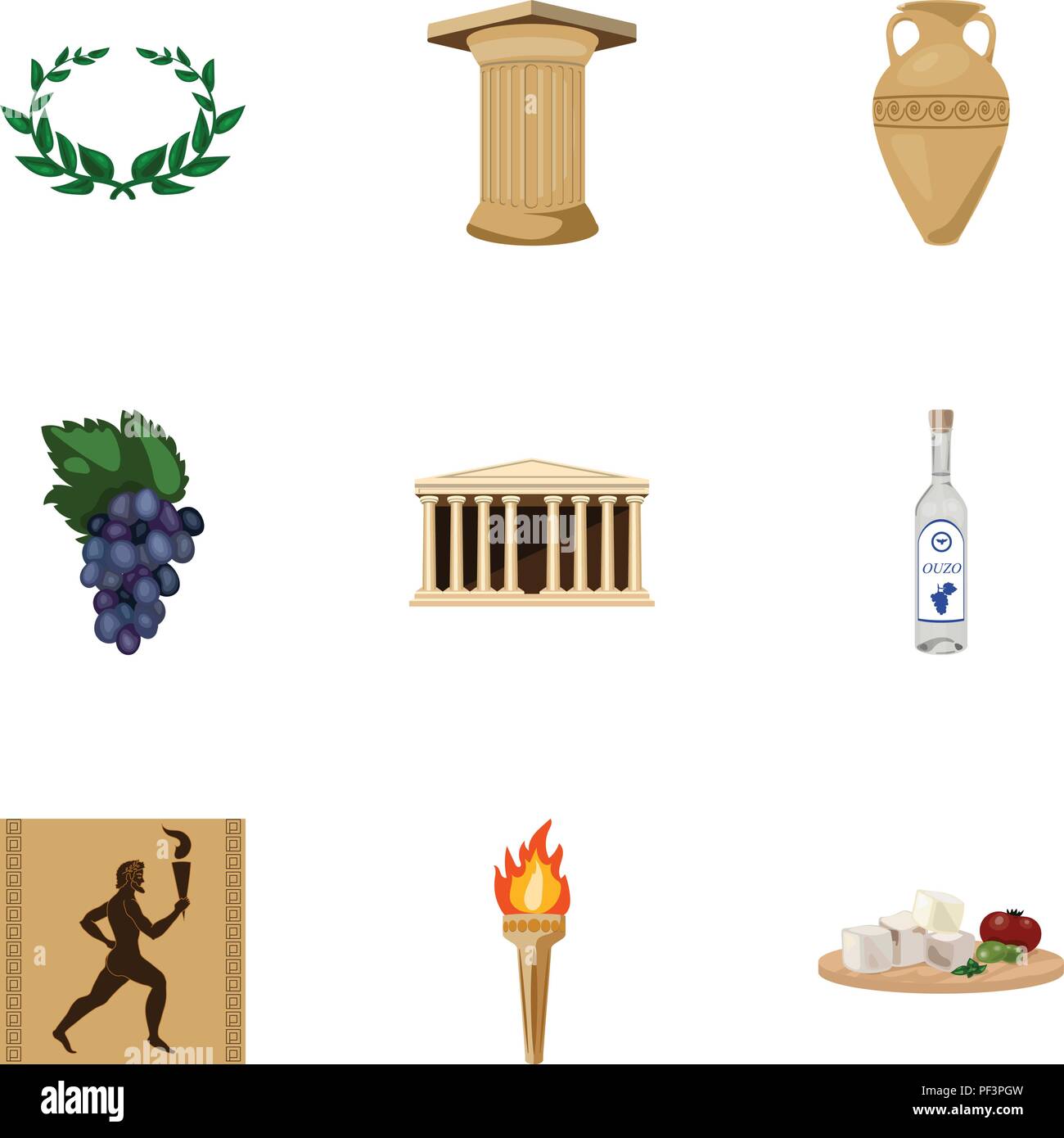 Greece set icons in cartoon design. Big collection of Greece vector ...
