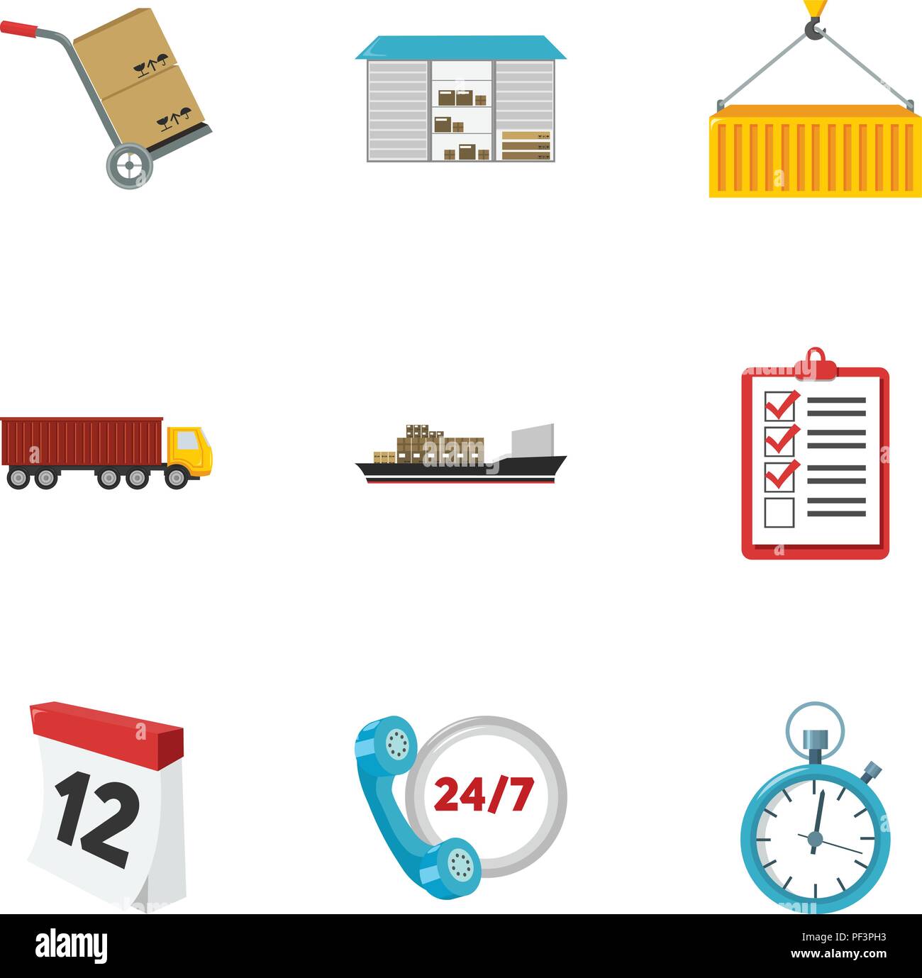 Logistic set icons in cartoon style. Big collection of logistic vector ...
