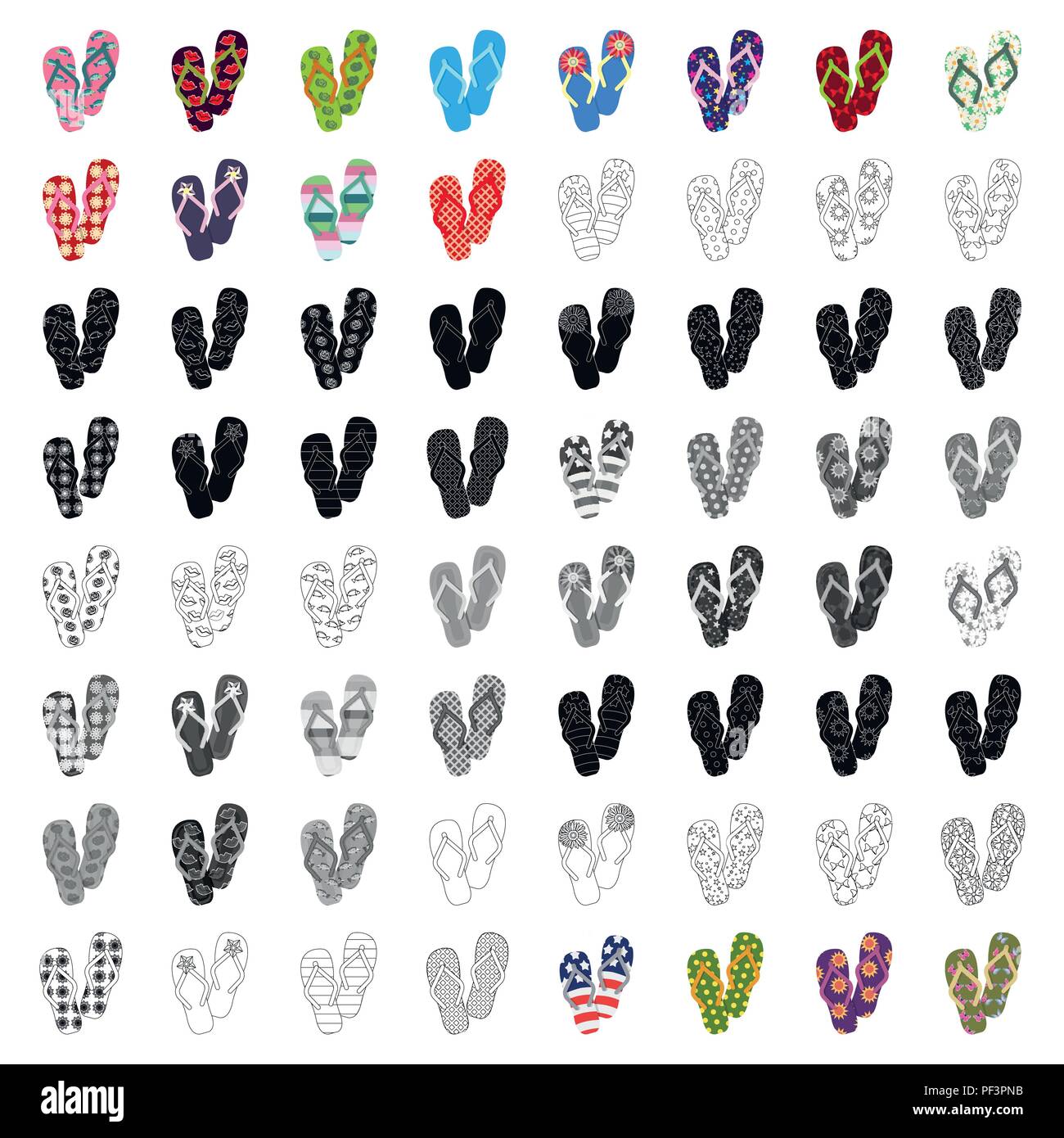 beach,cartoon,collection,design,drawing,flip,flops,icon,illustration ...