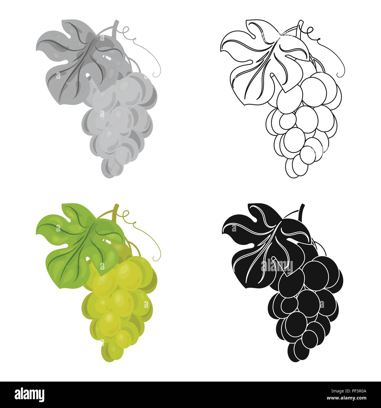 Bunch of yellow grapes icon in cartoon design isolated on white ...