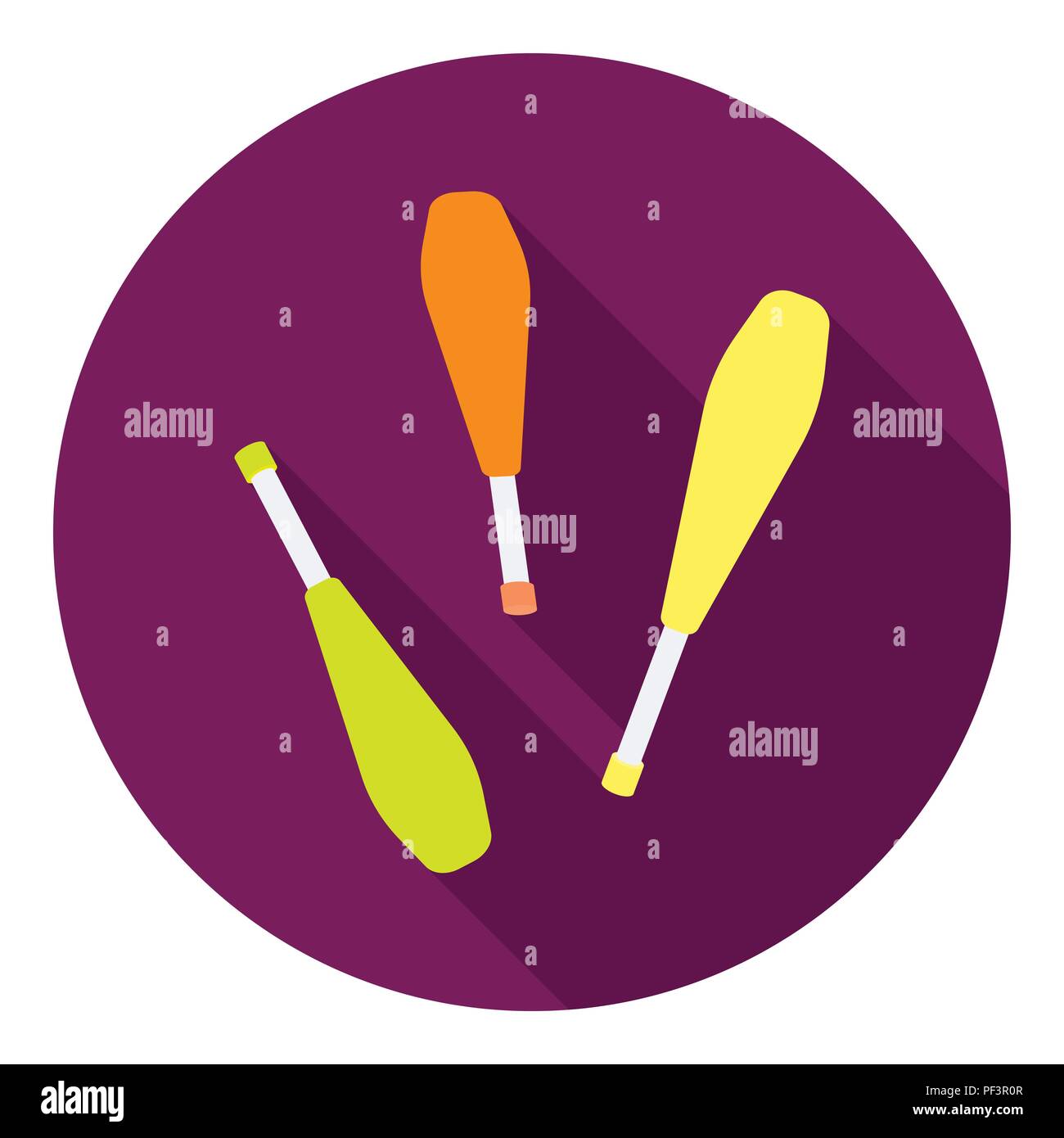 Juggling clubs icon in flat style isolated on white background. Circus ...