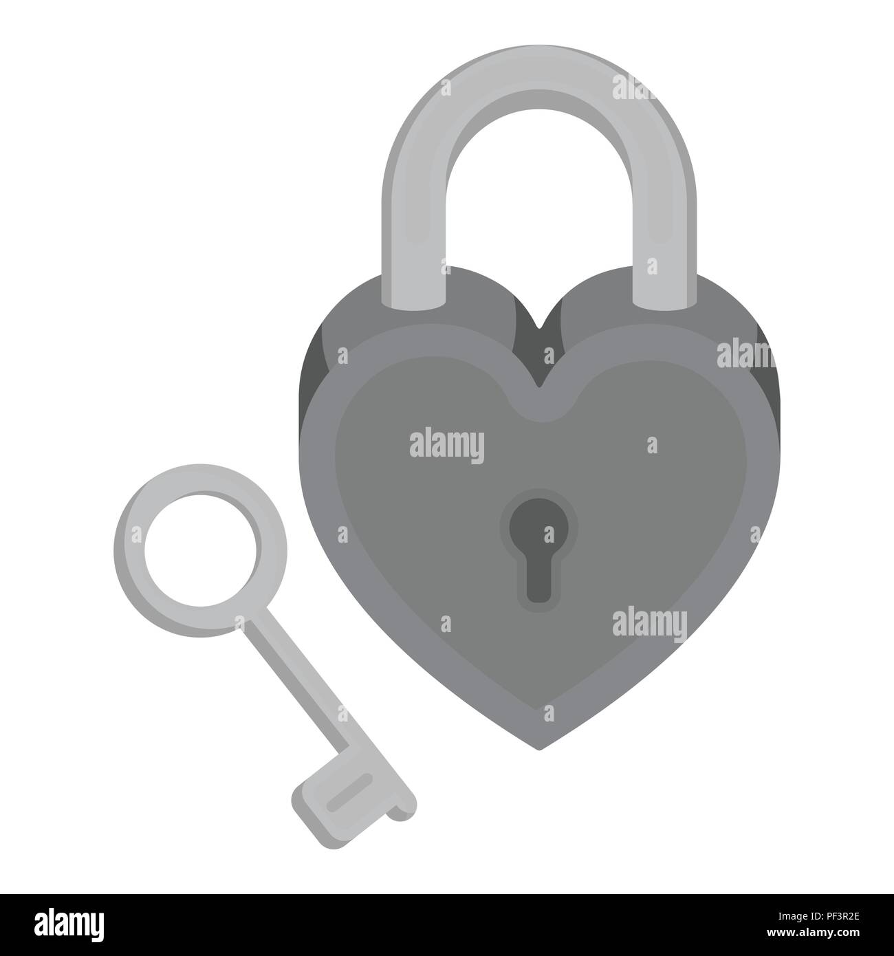 Lock and key icon in monochrome style isolated on white background ...